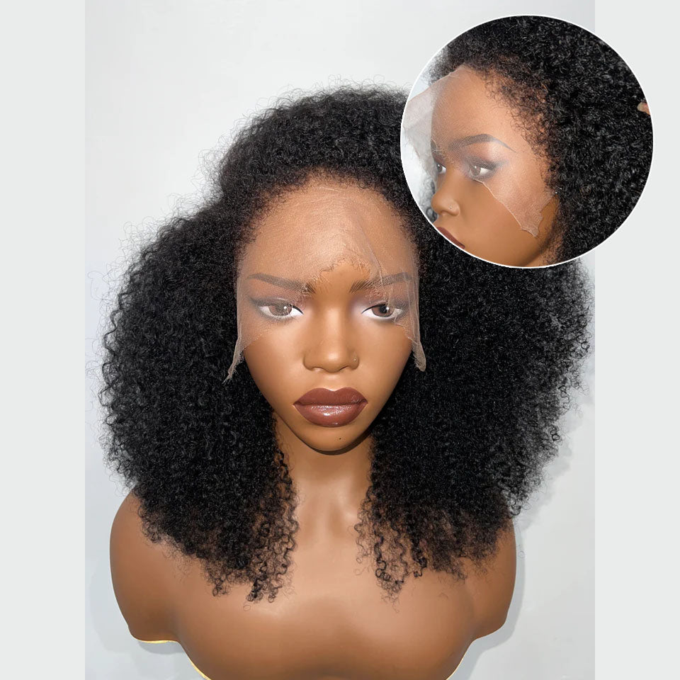 Kinky Edges Hybrid Hairline 4c Hairline HD Lace Frontal Afro Coily Wig