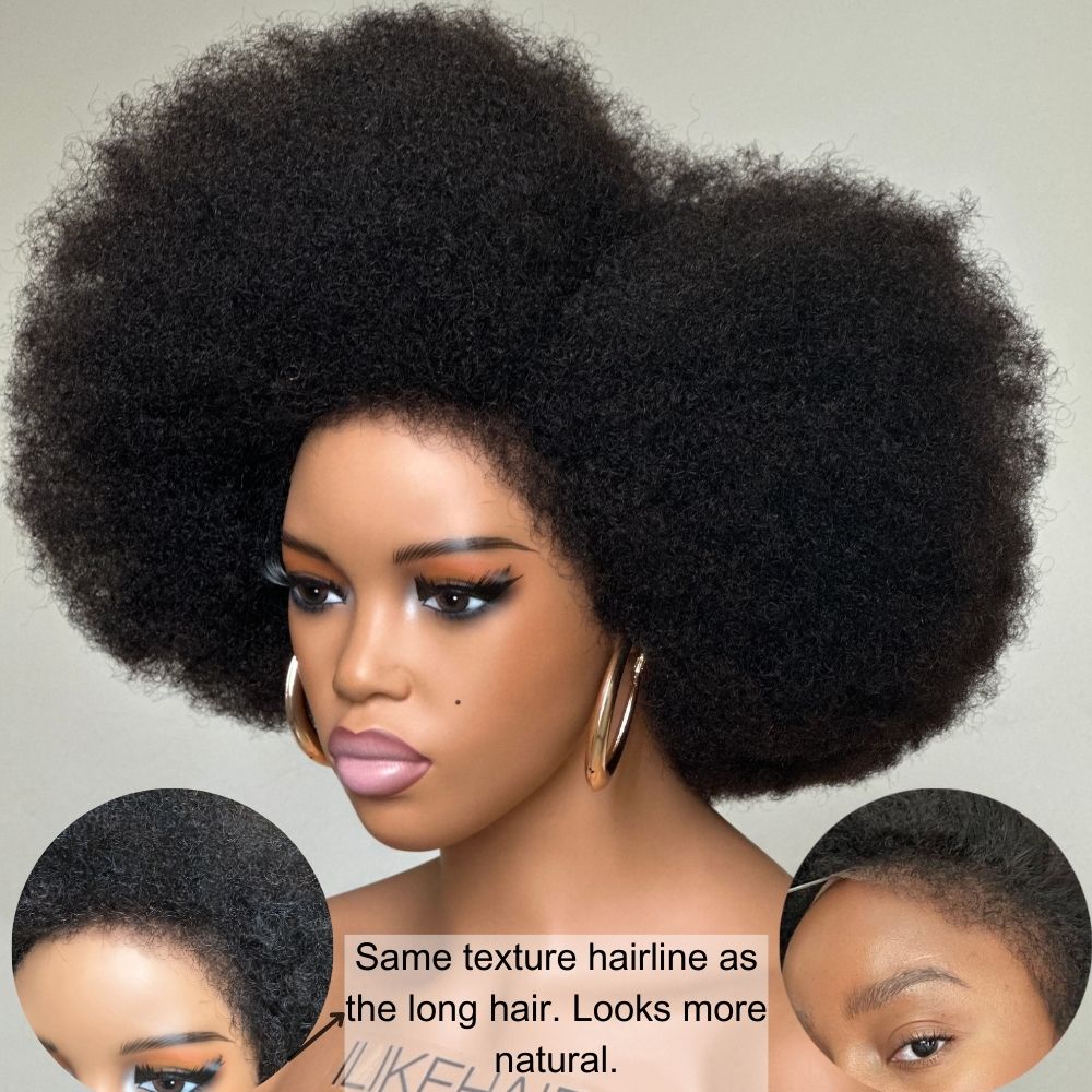 Afro Kinky Curly With Kinky Edges HD Lace Bob Wig