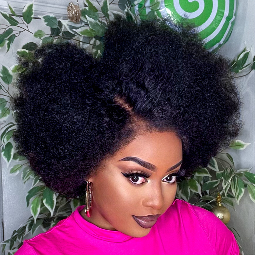 Afro Kinky Curly With Kinky Edges HD 13x4 Lace Front Bob Wig
