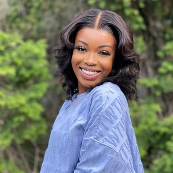 Designer Layered Short Wavy Human Hair 5x5 Lace Closure Wig - 10 inche